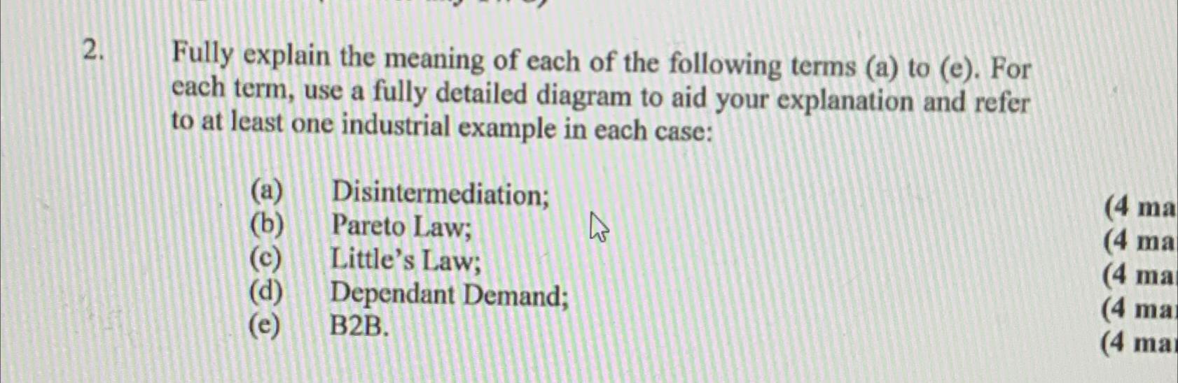 Solved Fully explain the meaning of each of the following | Chegg.com