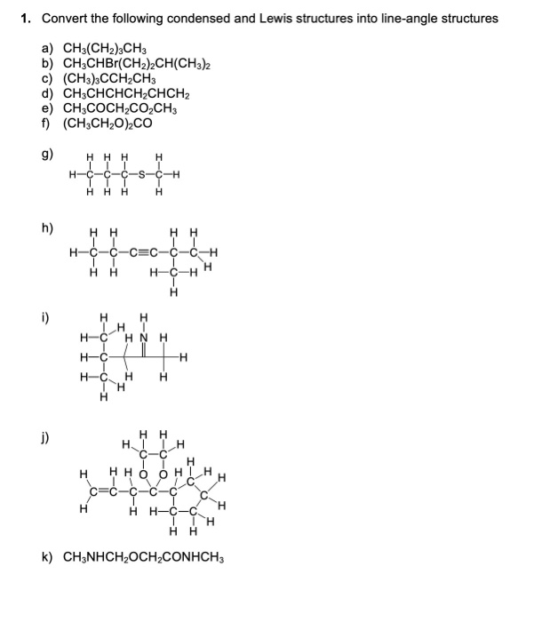 Solved 1. Convert the following condensed and Lewis | Chegg.com