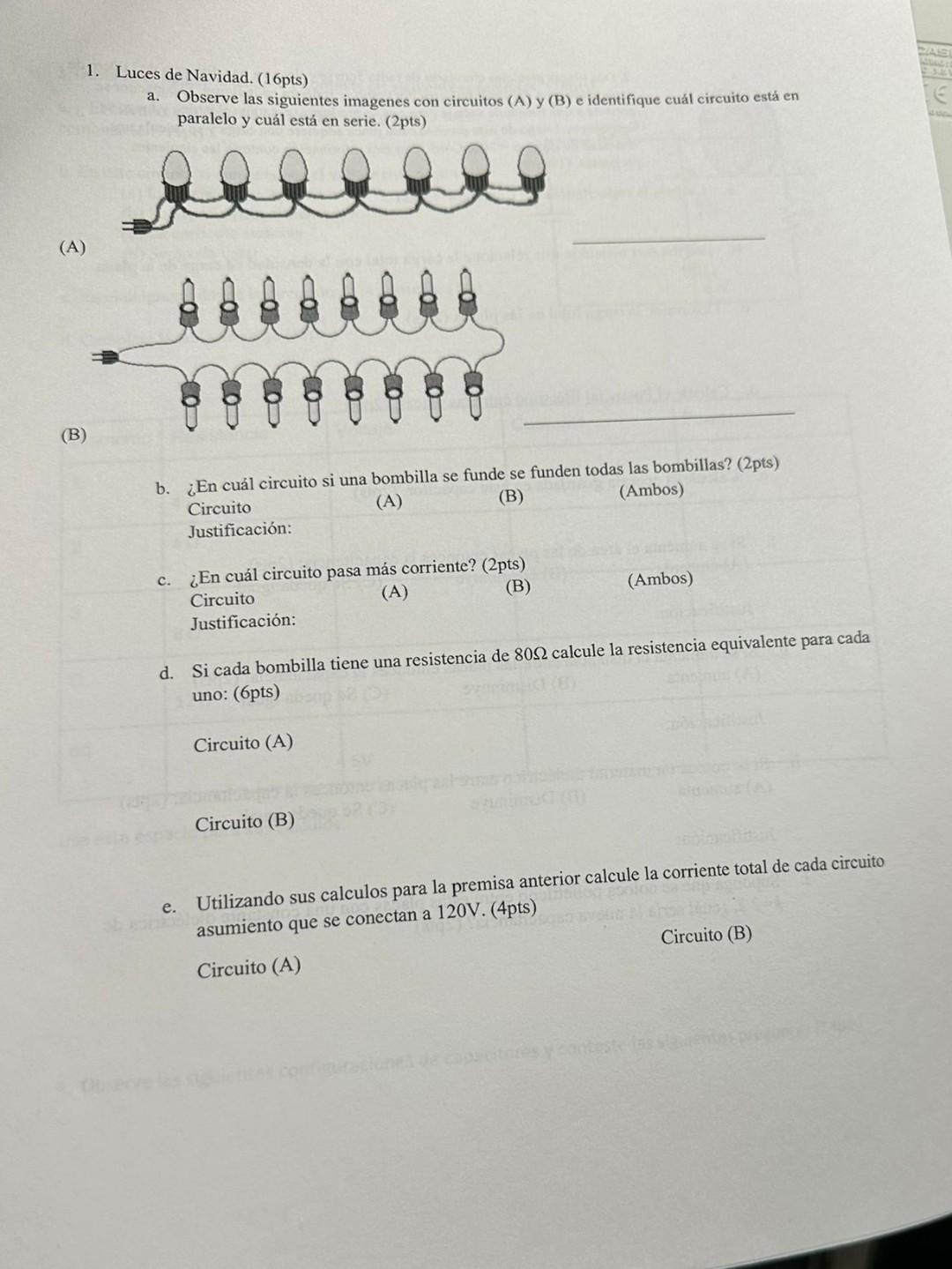 Solved 1. Luces de Navidad. (16pts) a. Observe las | Chegg.com