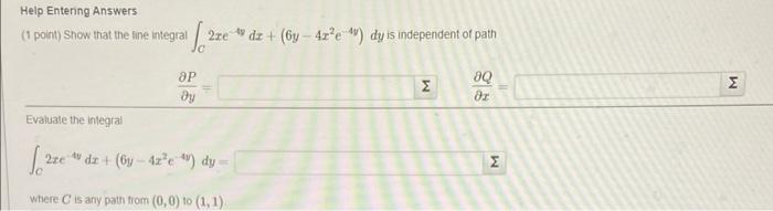 Solved (1 point) Show that the line integral | Chegg.com