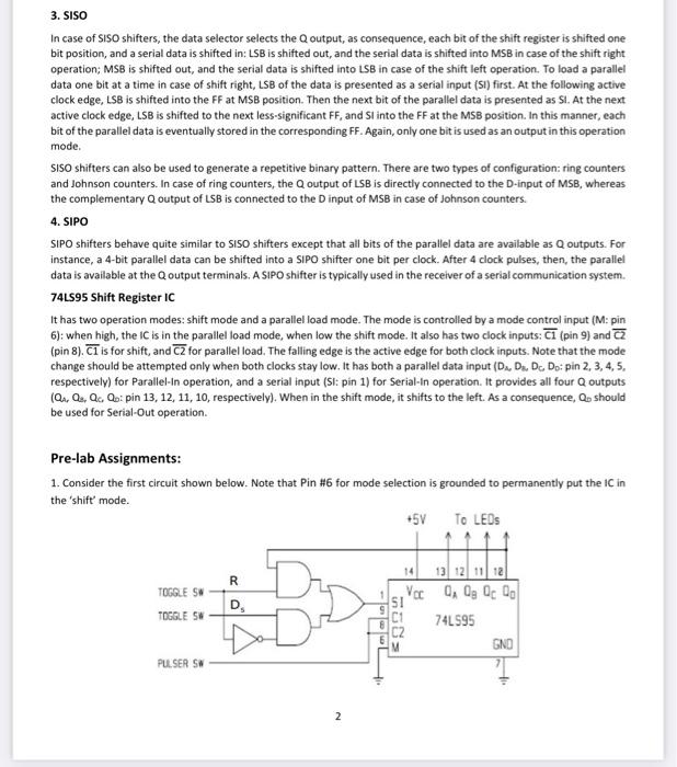 Solved OBJECTIVES: • Understanding the SIPO operation of a | Chegg.com
