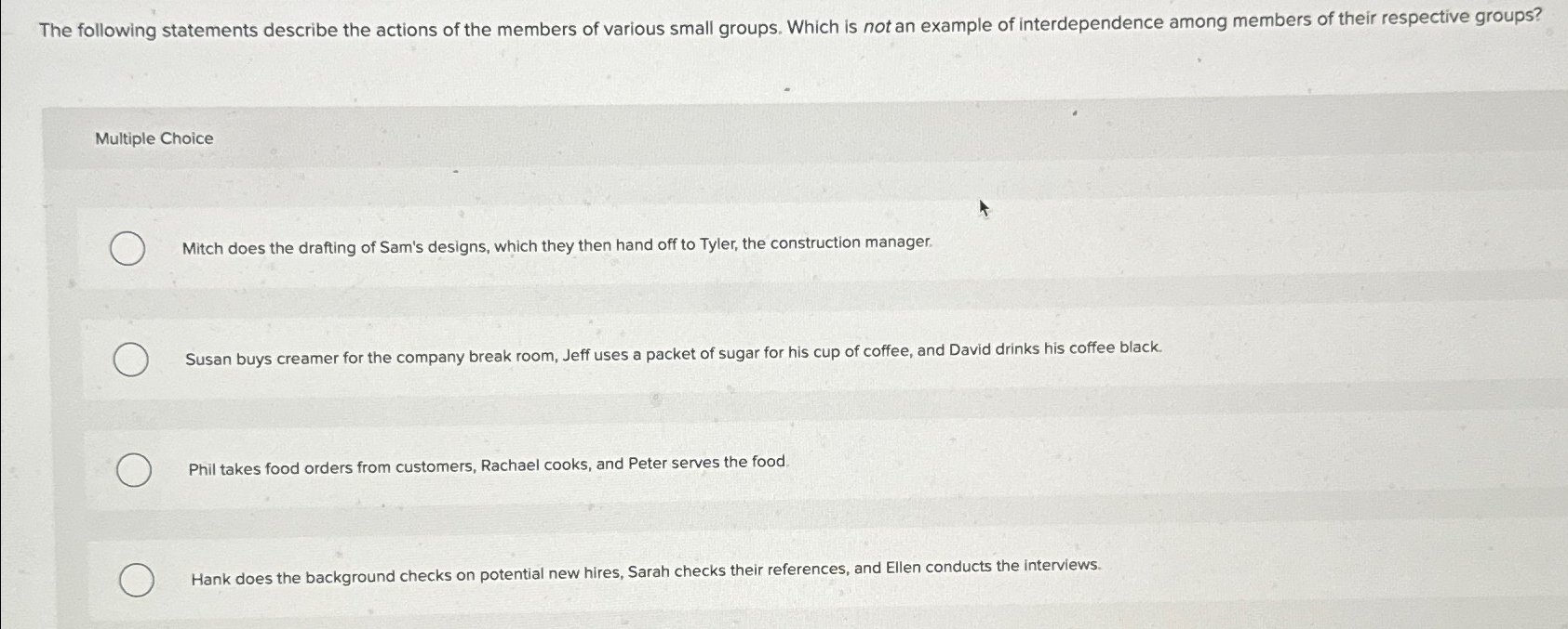 Solved The following statements describe the actions of the | Chegg.com