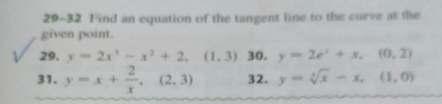 Solved 29-32 Find an equation of the tangent line to the | Chegg.com