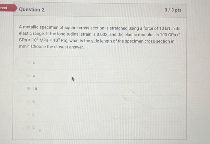 Solved A metallic specimen of square cross section is | Chegg.com