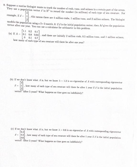 Solved using linear algebra need help explaining and solving | Chegg.com