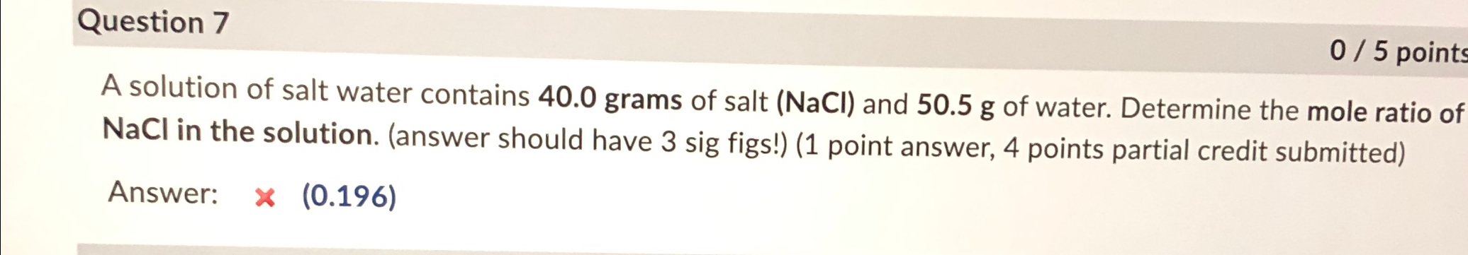 Solved Question 705 ﻿pointsA solution of salt water contains | Chegg.com