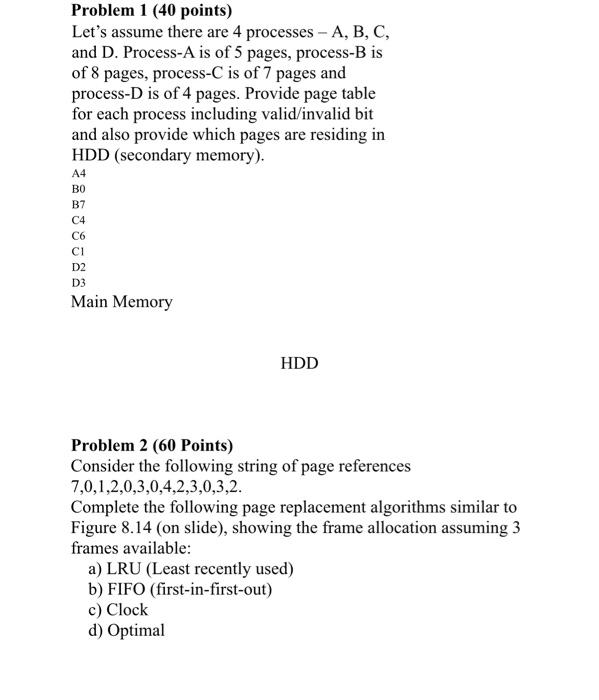Solved Problem 1 (40 points) Let's assume there are 4 | Chegg.com