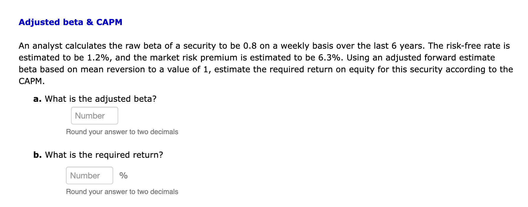 Solved Adjusted beta & CAPMAn analyst calculates the raw | Chegg.com