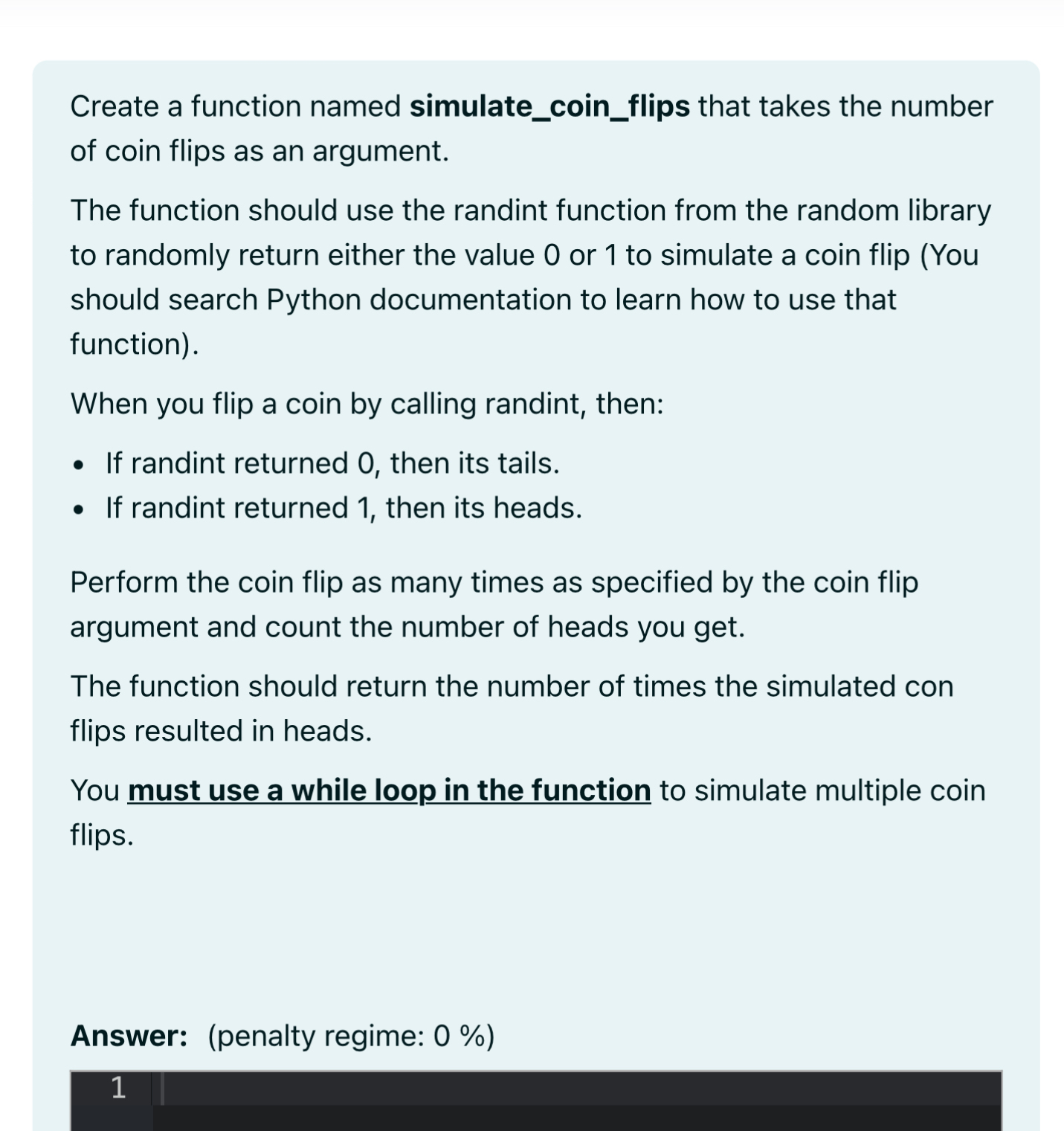 Solved Create a function named simulate_coin_flips that | Chegg.com