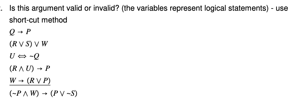 Solved Is this argument valid or invalid? (the variables | Chegg.com