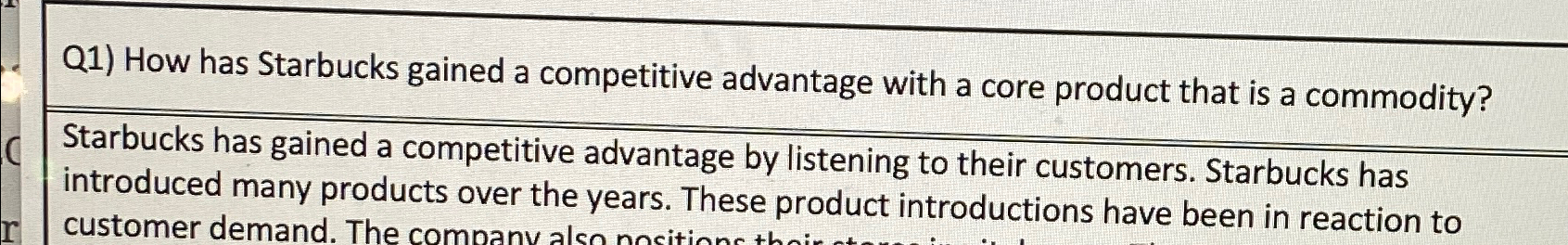 Solved Q1) ﻿How has Starbucks gained a competitive advantage | Chegg.com