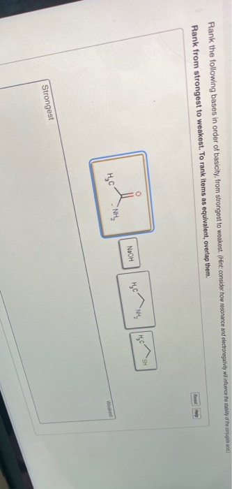 Solved Rank the following bases in order of basicity, from | Chegg.com