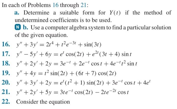 Solved In each of Problems 16 through 21: a. Determine a | Chegg.com