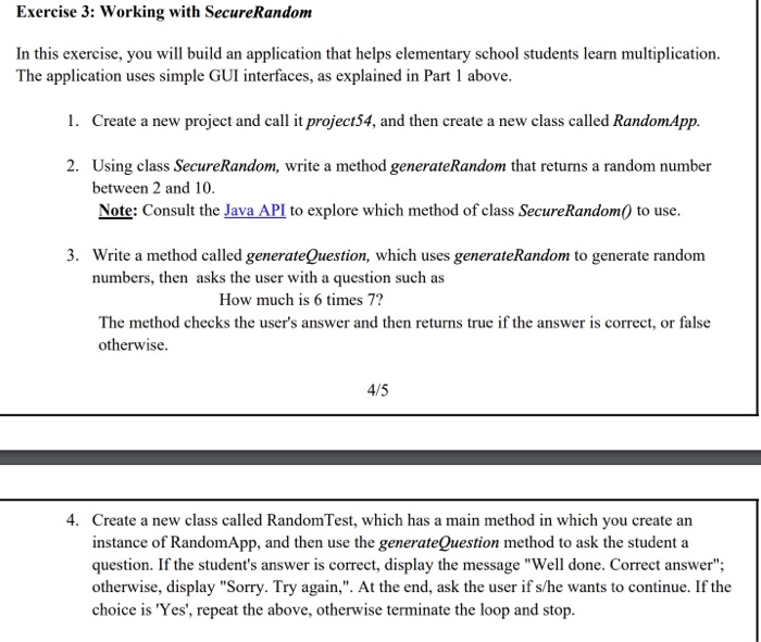 Solved Exercise 3: Working with SecureRandom In this | Chegg.com