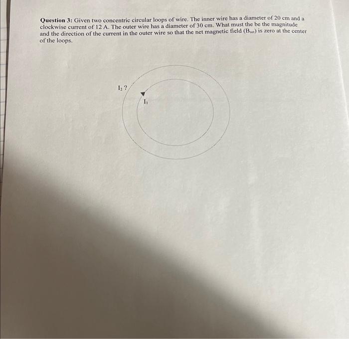 Solved Question 3: Given two concentric circular loops of | Chegg.com