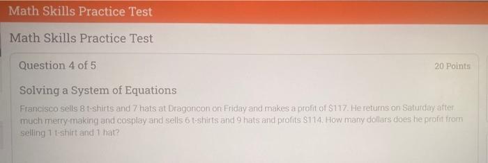 Solved Math Skills Practice Test Math Skills Practice Test | Chegg.com