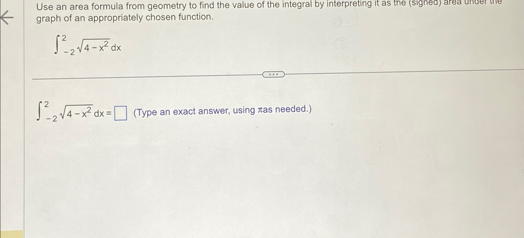 Solved Use an area formula from geometry to find the value | Chegg.com