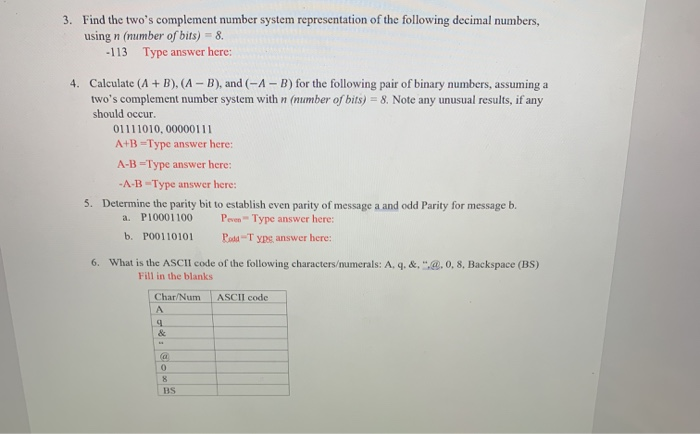 Solved 3. Find the two's complement number system | Chegg.com