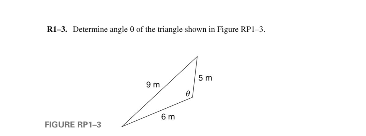 Solved R1-3. ﻿Determine angle θ ﻿of the triangle shown in | Chegg.com