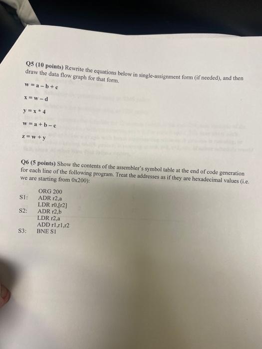 Solved Q5 (10 points) Rewrite the equations below in | Chegg.com