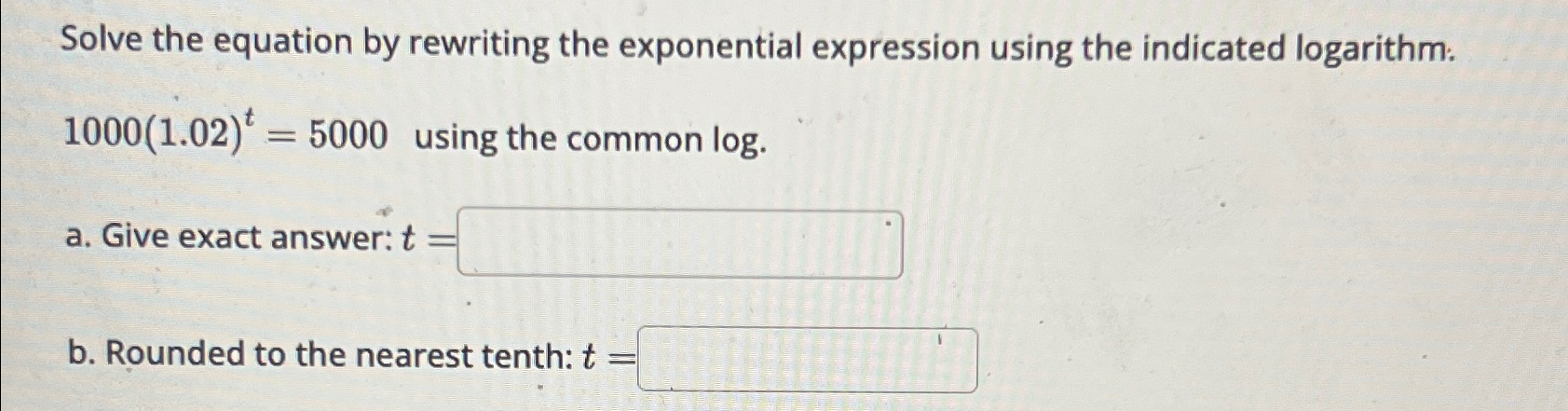 Solved Solve the equation by rewriting the exponential | Chegg.com