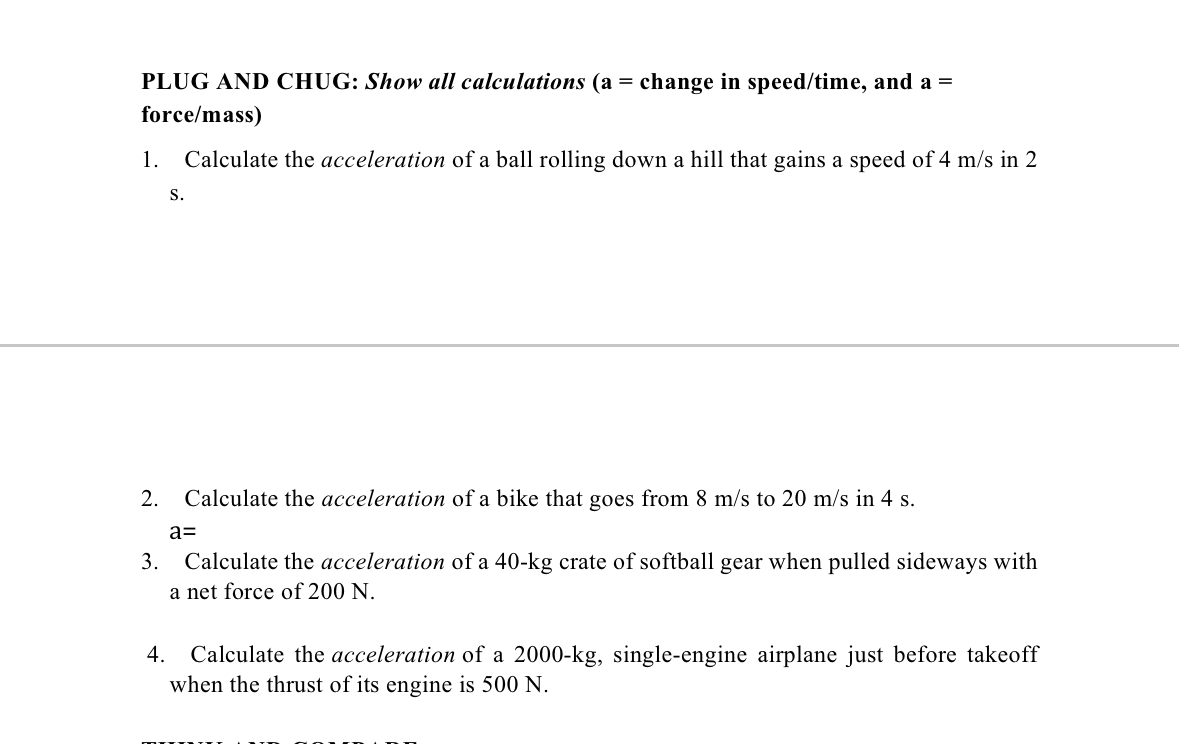 Solved PLUG AND CHUG: Show all calculations change in | Chegg.com