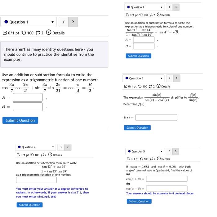 Solved There aren't as many identity questions here - you | Chegg.com