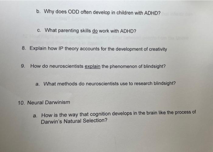 Solved b. Why does ODD often develop in children with ADHD? | Chegg.com