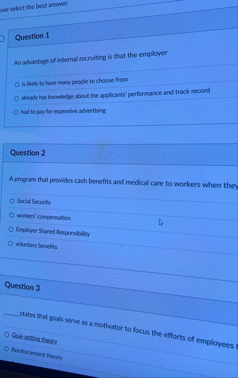Solved ase select the best answer.Question 1An advantage of | Chegg.com