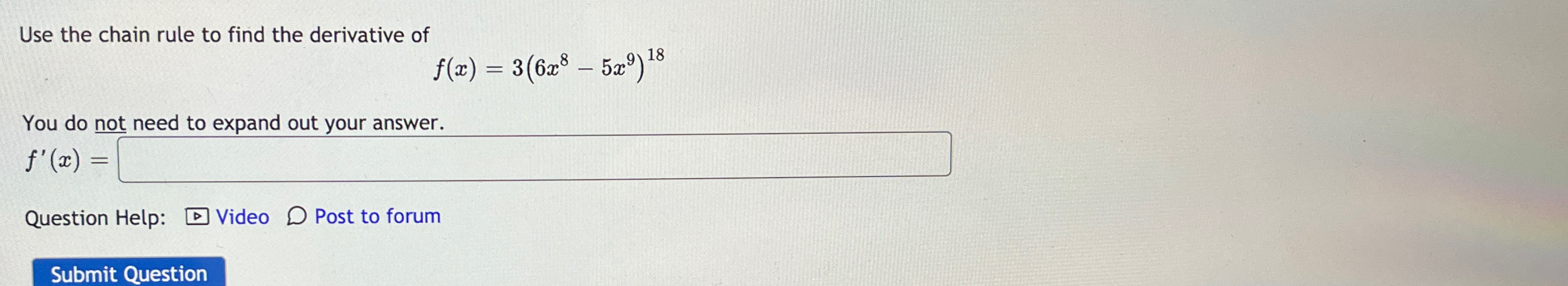 Solved Use the chain rule to find the derivative | Chegg.com