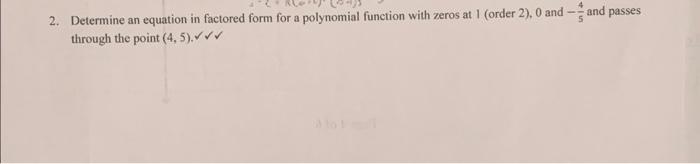 Solved 2. Determine an equation in factored form for a | Chegg.com