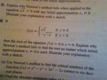 Solved Explain why newton's method fails when applied to the | Chegg.com