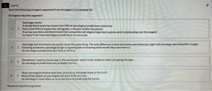 B 3 points Rank the following uncogent arguments from | Chegg.com