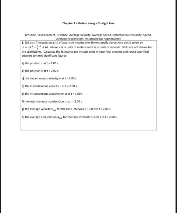 Solved Chapter 2 - Motion along a Straight Line (Position, | Chegg.com