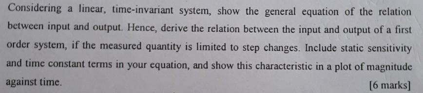 Solved Considering a linear, time-invariant system, show the | Chegg.com