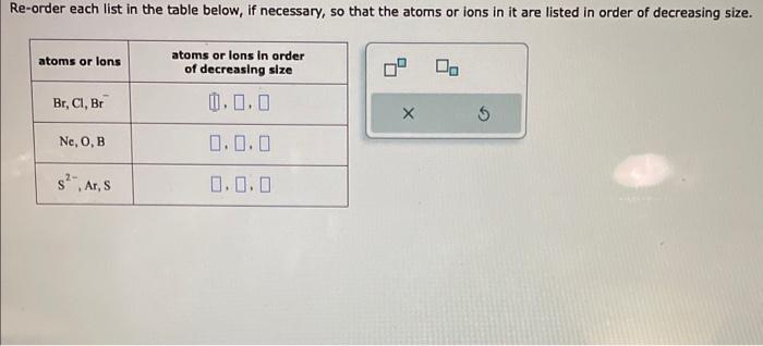 Solved Re-order each list in the table below, if necessary, | Chegg.com