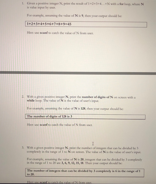 Solved 1. Given a positive integer N, print the result of | Chegg.com