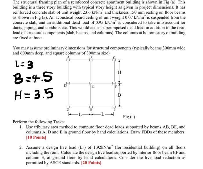 Solved The structural framing plan of a reinforced concrete | Chegg.com