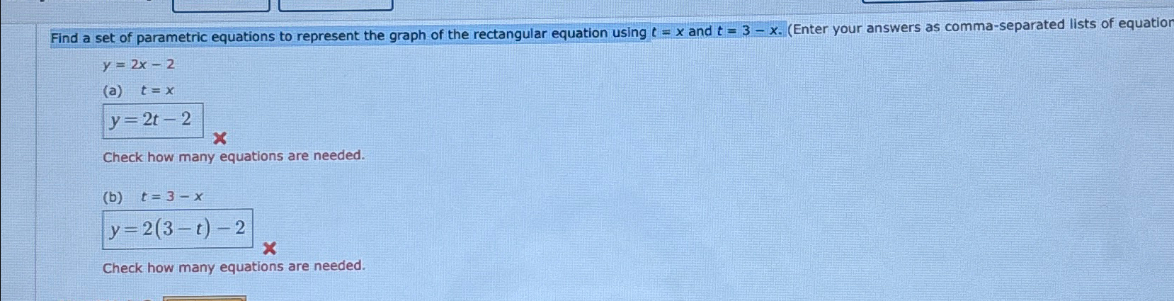 Solved Find a set of parametric equations to represent the | Chegg.com