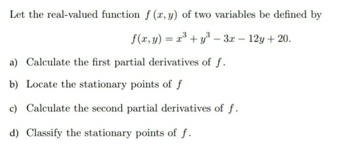 Solved Let the real-valued function f (, y) of two variables | Chegg.com