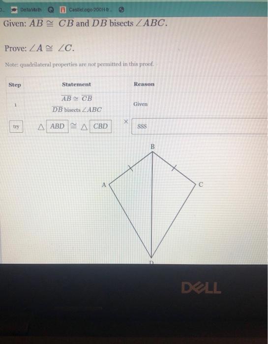 Solved Delta Mith Cattlelogo-2001 r. Given: ABCB and DB | Chegg.com