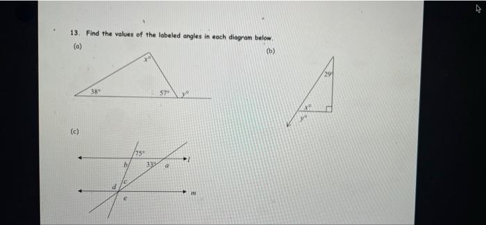 Solved Find the values of the labled angles in ech diagram. | Chegg.com