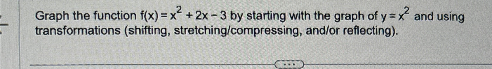 Solved Graph the function f(x)=x2+2x-3 ﻿by starting with the | Chegg.com