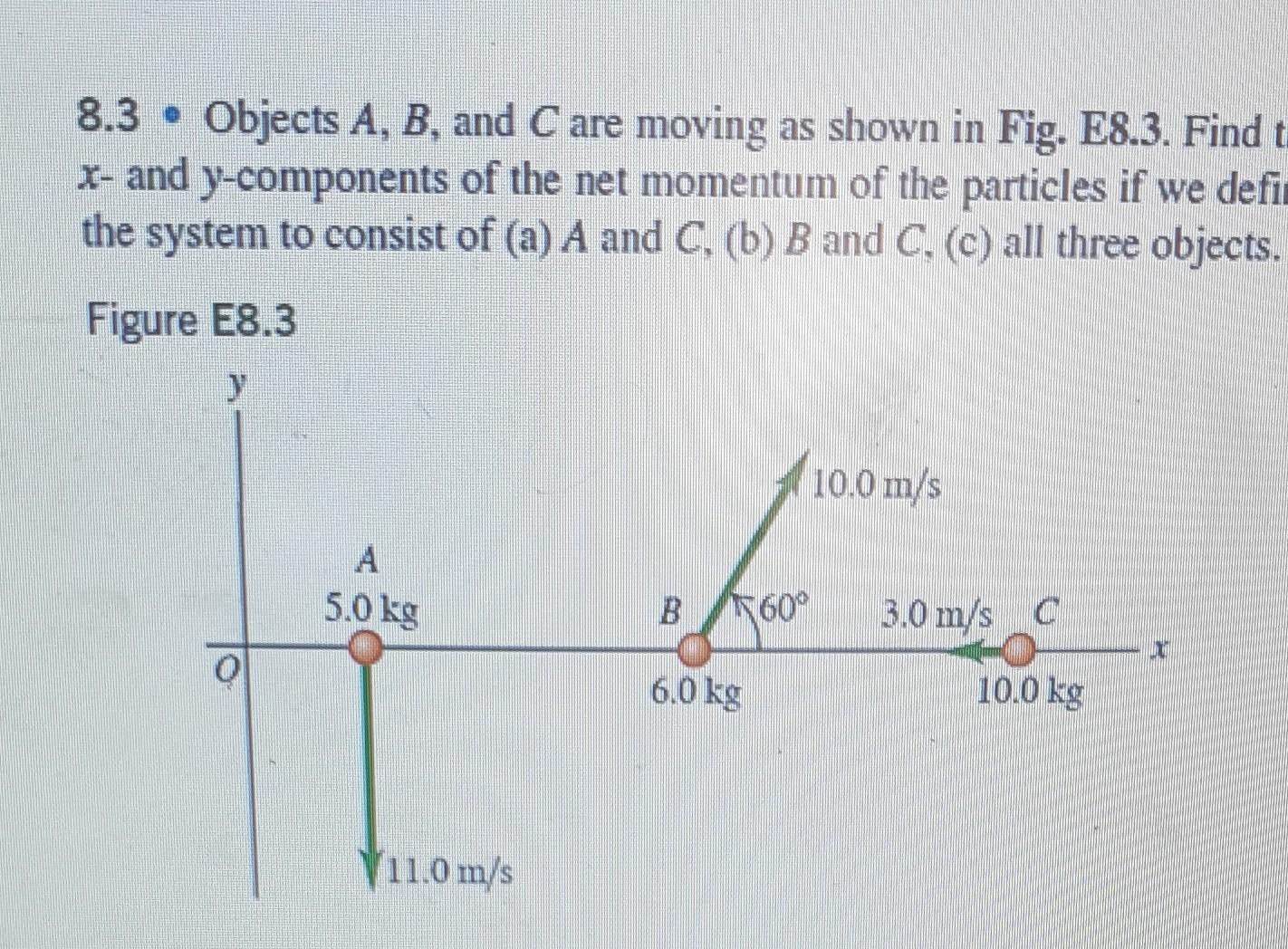 Solved 8.3 Objects A,B, and C are moving as shown in Fig. | Chegg.com
