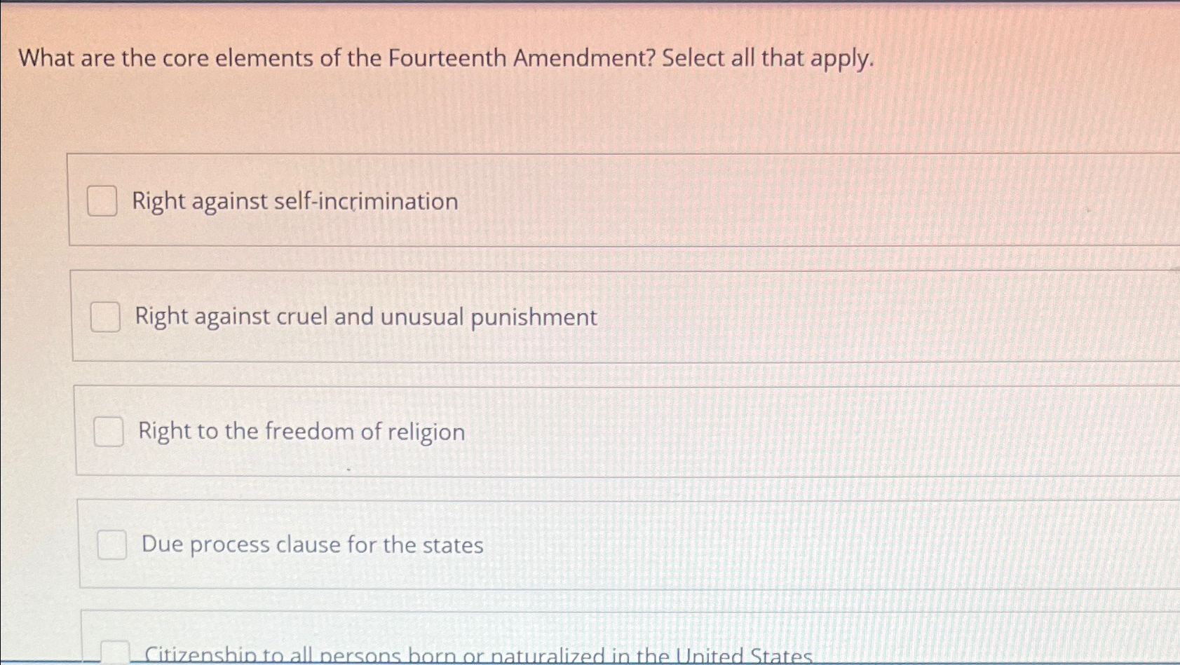 Solved What are the core elements of the Fourteenth | Chegg.com