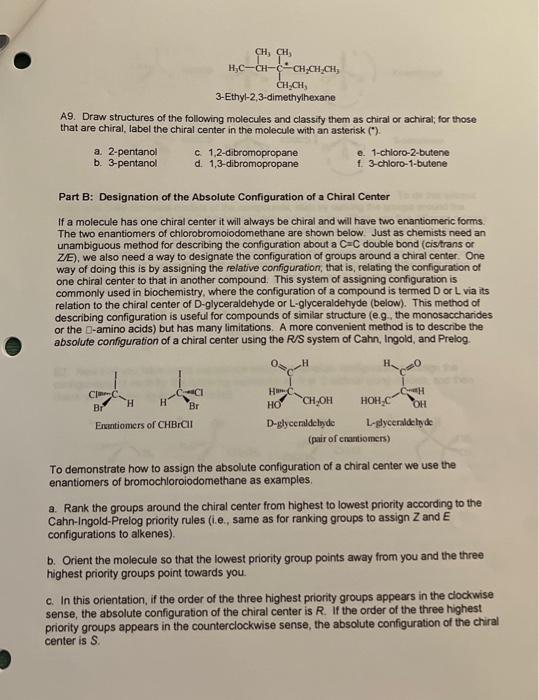 Solved A9. Draw structures of the following molecules and | Chegg.com