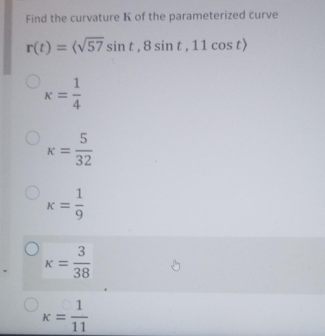 Solved Find the curvature K of the parameterized curve r(t) | Chegg.com