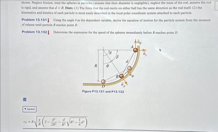 Solved shown. Neglect friction, treat the spheres as | Chegg.com