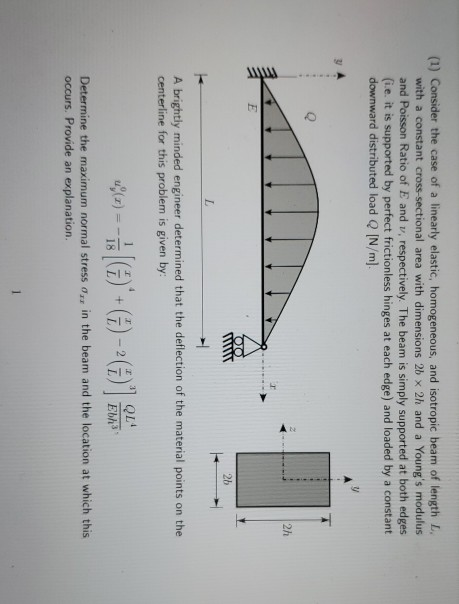 Solved (1) Consider the case of a linearly elastic, | Chegg.com