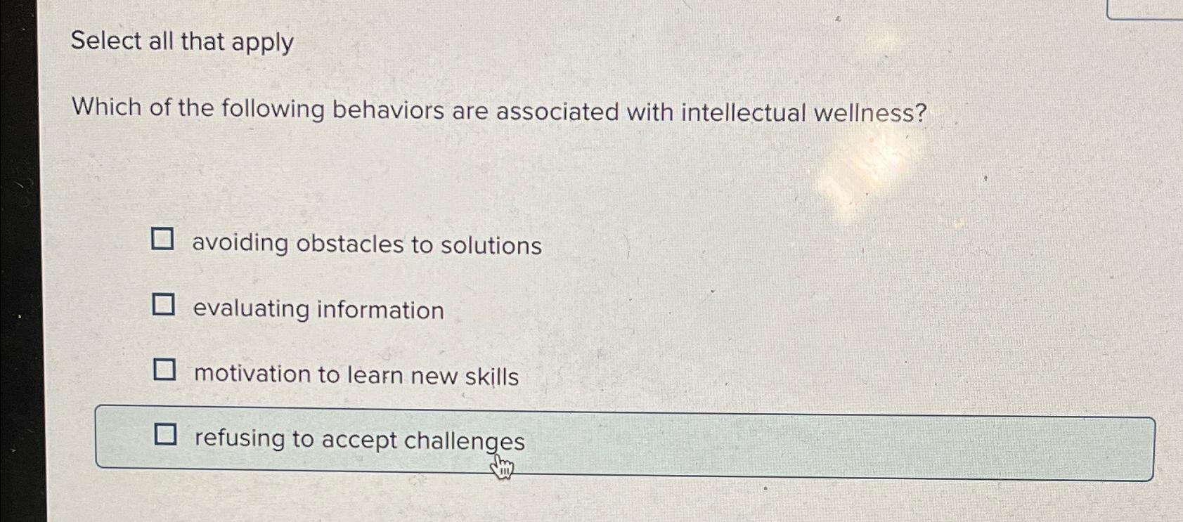 Solved Select all that applyWhich of the following behaviors | Chegg.com